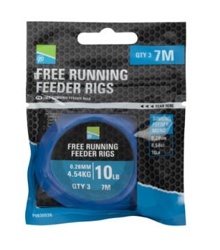 Preston Free Running Feeder Rigs 0,28mm 7m 3pcs - Nipro Hengelsport